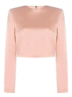 Adam Lippes Keira Silk Charmeuse Crop Top - Pink