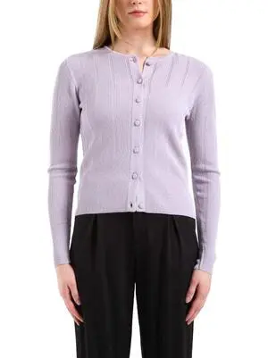 CAPSULE 121 Fitted Cardigan With Ribbed Knit - Dusty Lavender
