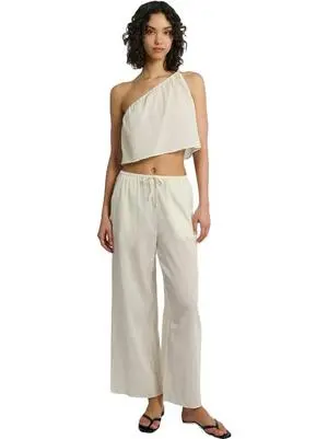Onia Crinkle Gauze Drawstring Pant Egret