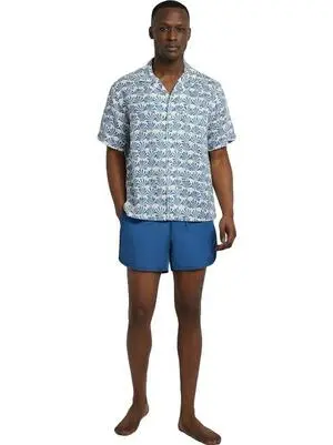 Onia Air Linen Vacation Shirt - Dark Blue Multi