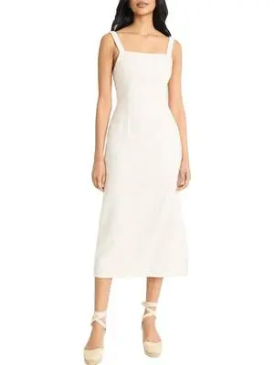 THE GOOD JOURNEY Linen Blend Midi Dress - Cloud Dancer