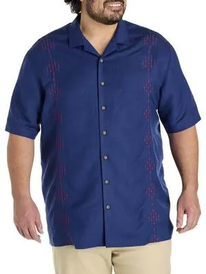 OAK HILL BY DXL Big & Tall Embroidered Sport Shirt - Navy