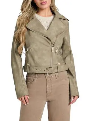 Guess Concetta Moto Jacket - Sage Leaf
