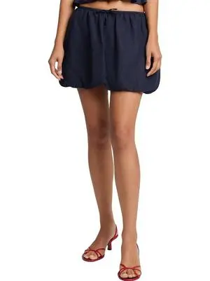 Onia Air Linen Bubble Mini Skirt - Noir Navy