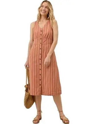 PACT Canopy Linen Blend Button-front Dress - Hermosa Stripe