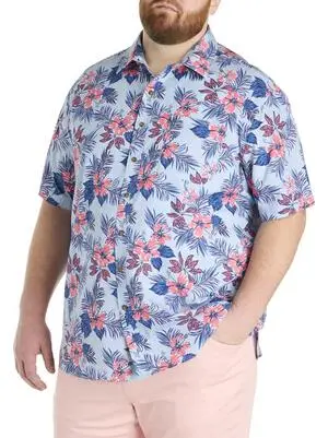 OAK HILL BY DXL Big & Tall Floral Sport Shirt - Blue Multi