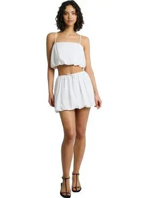 Onia Air Linen Bubble Crop Top - White