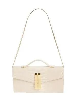 DEMELLIER Vancouver Leather Clutch Ecru Lizard Effect