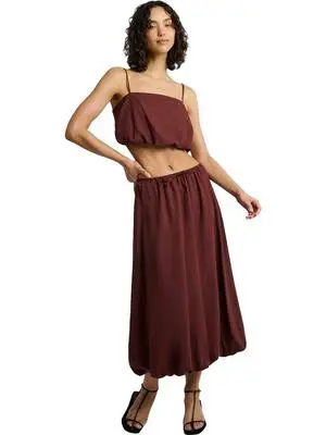 Onia Air Linen Bubble Maxi Skirt - Rum