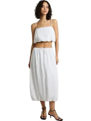 Onia Air Linen Bubble Maxi Skirt White