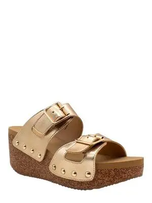 VOLATILE Gertrude Platform Wedge Slide Sandal - Gold