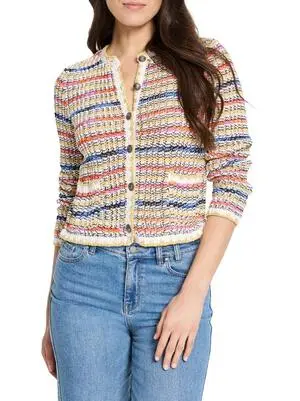 NIC+ZOE Coastal Knit Striped Cardigan - Neutral Multi