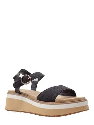 VOLATILE Porcini Ankle Strap Platform Sandal - Black Linen