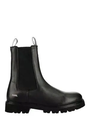 Karl Lagerfeld Leather Ankle Boots - Black