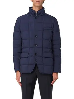 FAY Quilted Jacket With Stand Collar - Blue