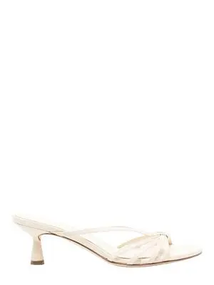 AeydĒ Aeyde Abby Smooth Leather Mules With Mid Spool Heel Cream