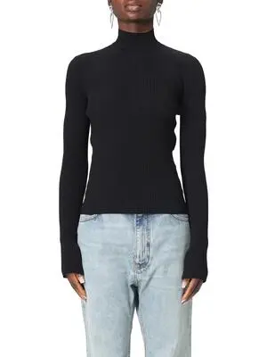Balenciaga Ribbed Turtleneck Sweater With Back Tie Detail - Black