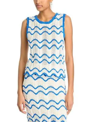 AQUA Zigzag Crochet Knit Tank