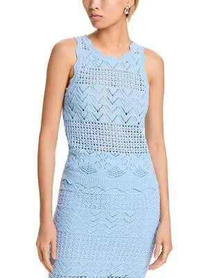 Aqua Crocheted Tank Top - Sky Blue
