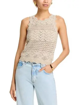 Aqua Crocheted Tank Top Tan
