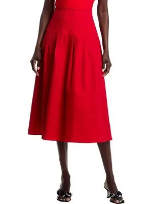 Aqua Panel Midi Skirt - Red
