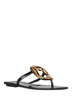 Jeffrey Campbell Linques Jelly Sandals - Black Shiny Gold