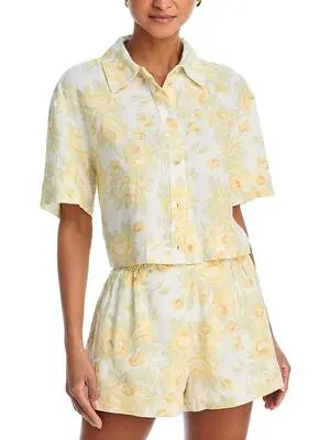 Aqua Rose Button-down Shirt - Yellow