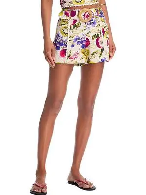 Aqua Fruit Vine Printed Shorts - Multi
