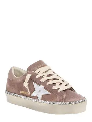 GOLDEN GOOSE Hi Star Lace Up Sneakers - Cinder/silver