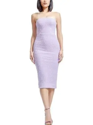 Dress The Population Viviana Embellished Strapless Midi Dress - Lavender