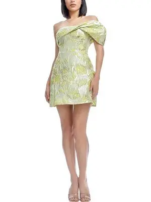 Dress The Population Jacquard Mini Dress - Lemongrass