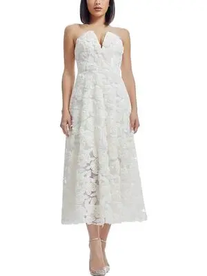 Dress The Population Briella Textured Midi Dress - Off White