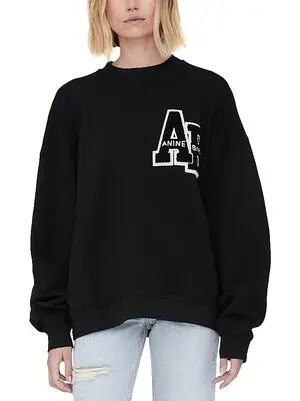 ANINE BING Miles Oversized Cotton Sweater - Black