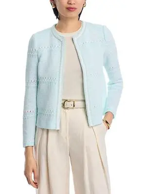 Misook Knit Jacket - Aquatic/white
