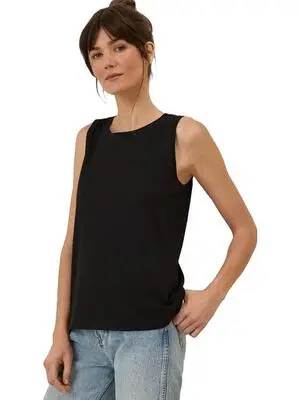 PACT Organic Cotton Softspun High Neck Tank Black