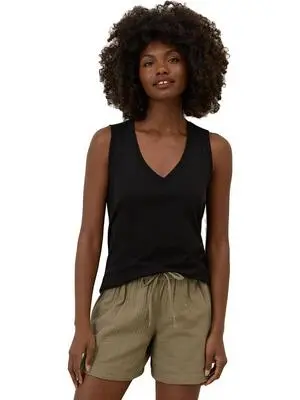 PACT Organic Cotton Softspun V-neck Tank - Black