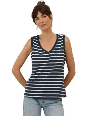PACT Organic Cotton Softspun V-Neck Tank Monterey Stripe