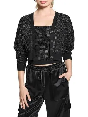 Guess Khloe Rhinestone Cardigan Sweater - Jet Black