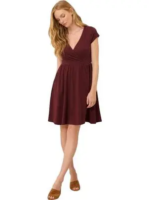 PACT Fit & Flare Crossover Dress Ruby Heather