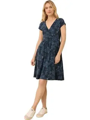 PACT Pact Organic Cotton Fit & Flare Crossover Dress Solstice Floral