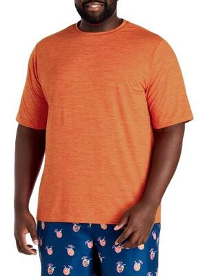HARBOR BAY BY DXL Big & Tall Marled Swim Top - Orange Heather