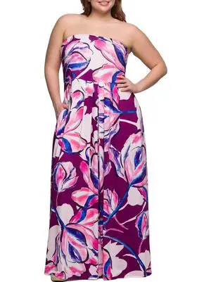 24SEVEN COMFORT APPAREL Floral Maxi Dress - White Multi