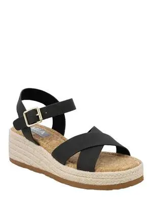 Mia MIA Nikky Ankle Strap Platform Wedge Sandal Black