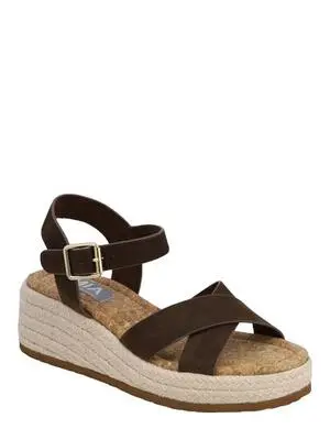 Mia Nikky Ankle Strap Platform Wedge Sandal - Chocolate