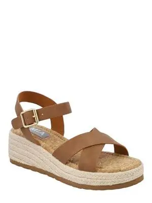 Mia Nikky Ankle Strap Platform Wedge Sandal - Cognac