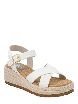 Mia MIA Nikky Ankle Strap Platform Wedge Sandal White