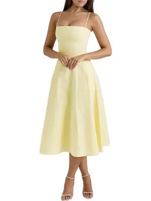 House Of Cb Dolly Seamed Cotton Twill Sundress - Lemon Icing