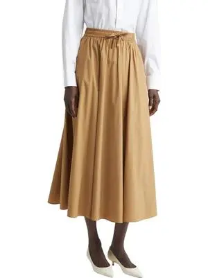 Herno Pleated Stretch Nylon Midi Skirt - 2157 Camel