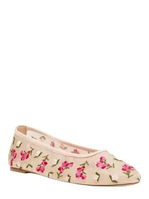 STUART WEITZMAN Bareitall Flower Embroidered Ballet Flat - Rosewater Multi/ Rose