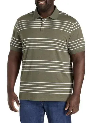 HARBOR BAY BY DXL Big & Tall Striped Polo Shirt - Beetle